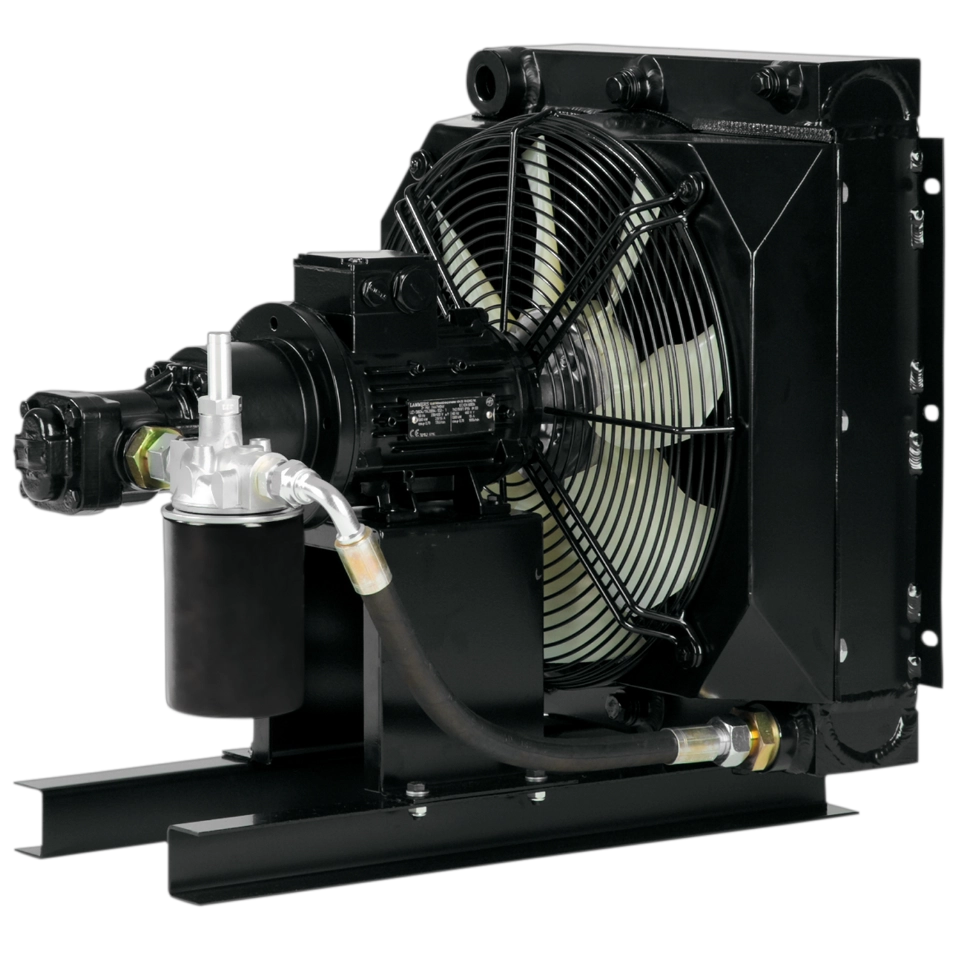 ⁣OPC oil-air cooler with integrated pump by KTR Systems